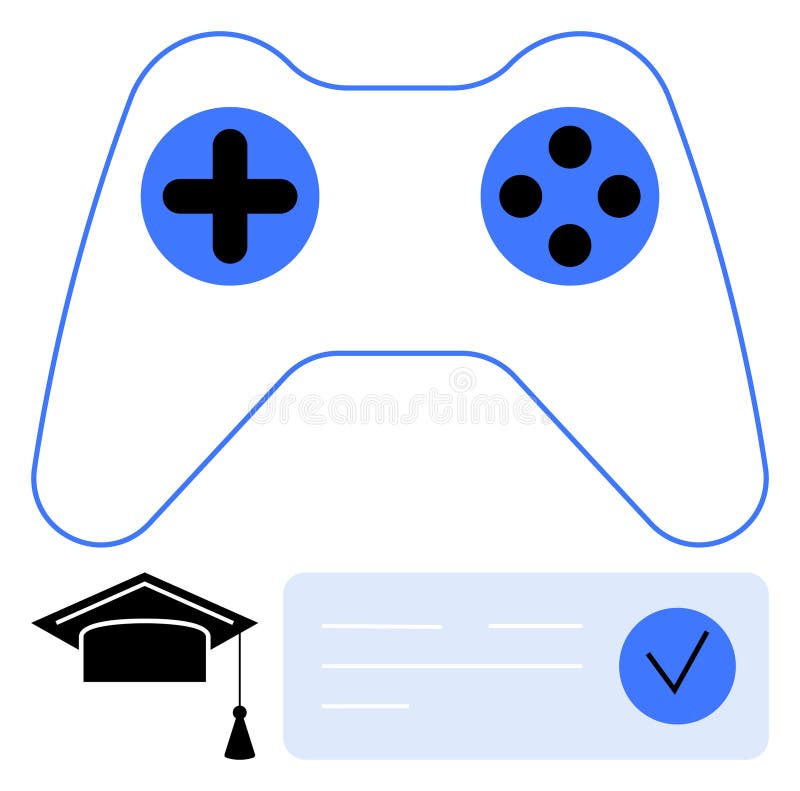 Gamification in Education Concept with Game Controller, Graduation Cap ...