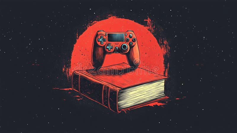 Game Controller on a Book with Red Cosmic Background Stock Photo ...