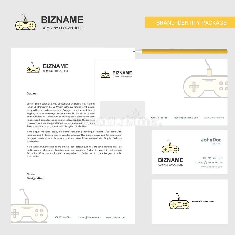 Game Controller Business Letterhead, Envelope and Visiting Card Design ...