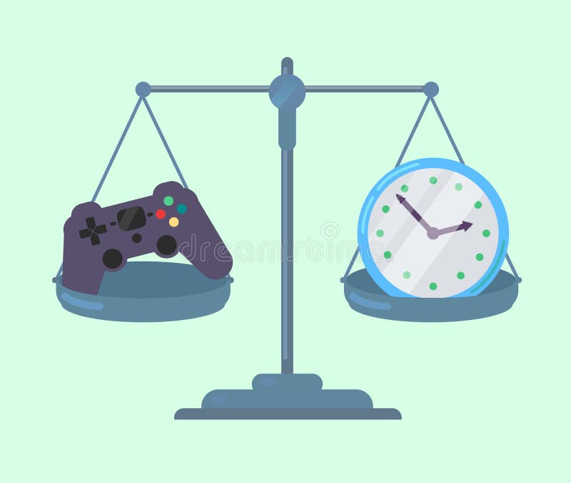 Game Controller and Clock on Scales Stock Vector - Illustration of ...