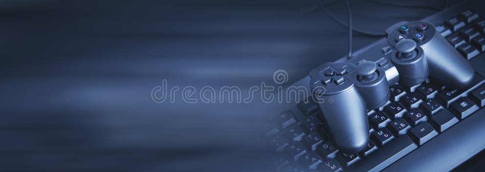 Game Controller on Computer Keyboard Stock Photo - Image of equipment ...