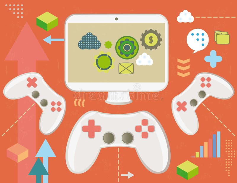 Game Controller and Computer Screen Stock Vector - Illustration of ...