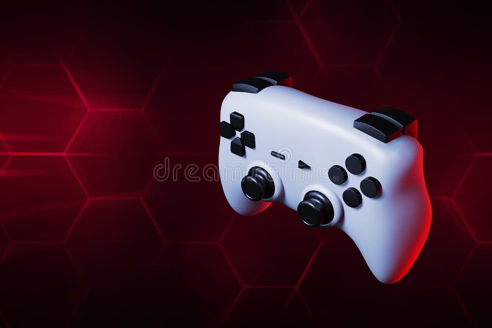 Game Controller 3d Illustration on Red Backgrounds Stock Illustration ...