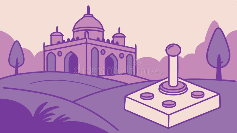 Game Controller with Distant Castle, Gaming Fantasy World. Vector ...