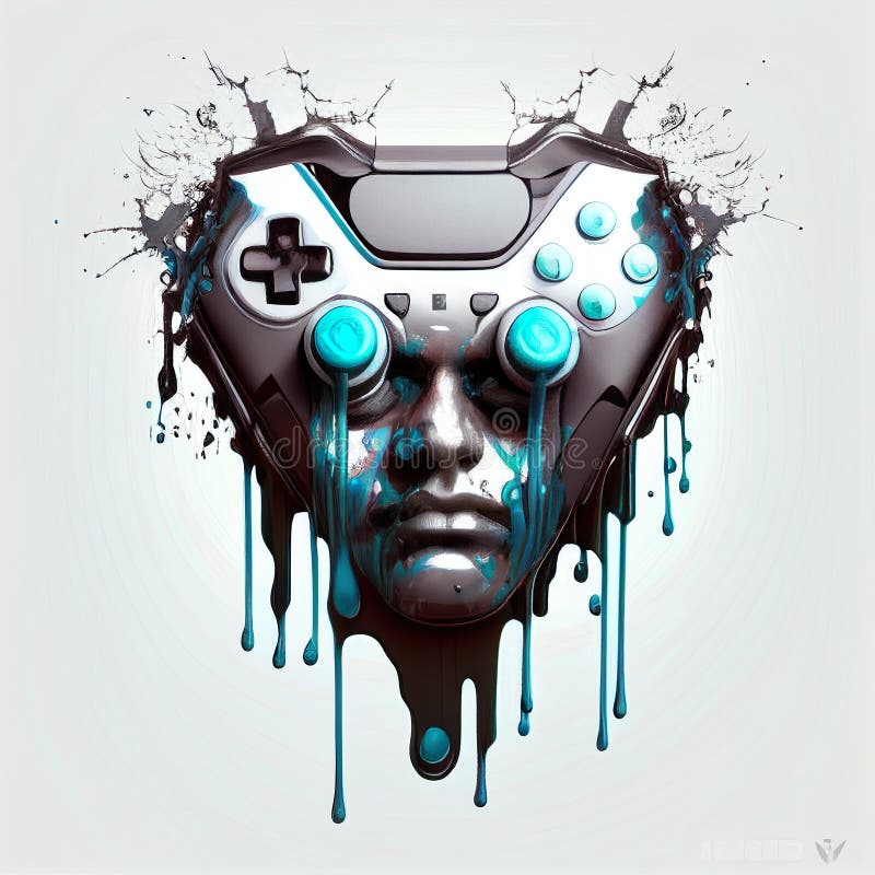 Game Controller with Face and Thumb Stick Stock Illustration ...