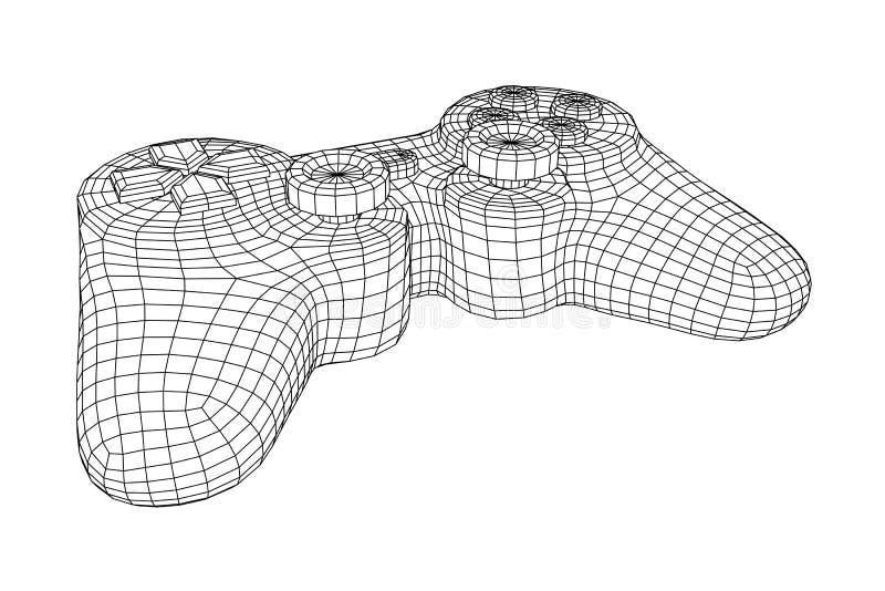 Game Controller or Gamepad for Videogames. Wireframe Low Poly Mesh ...