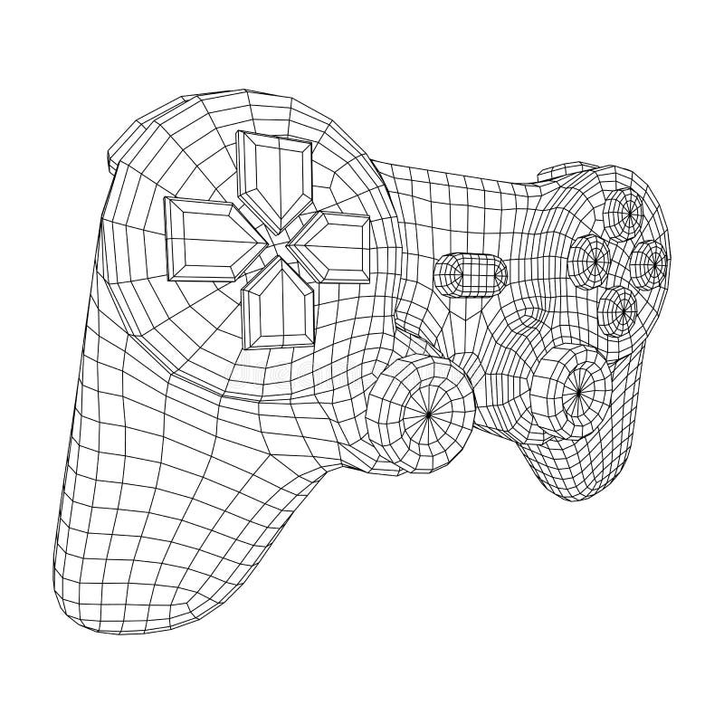 Game Controller or Gamepad for Videogames. Wireframe Low Poly Mesh ...