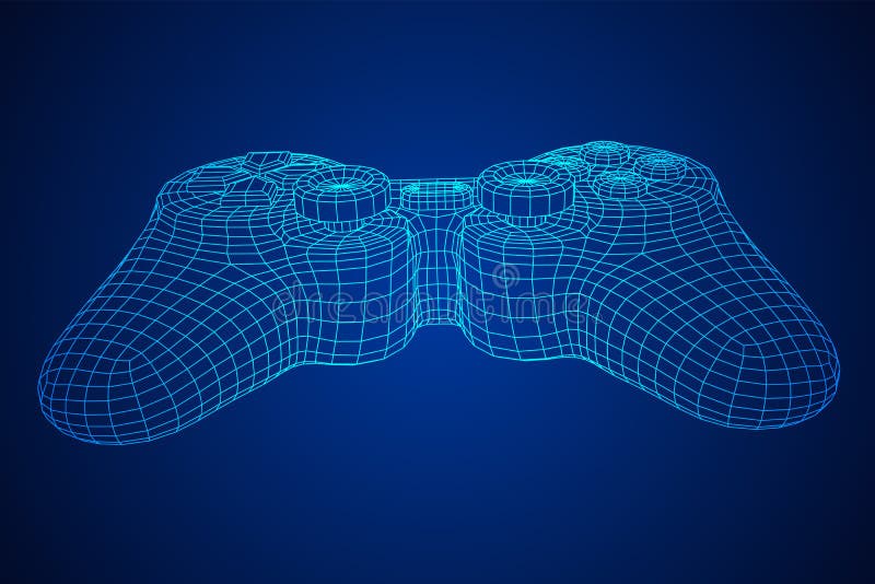 Game Controller or Gamepad for Videogames. Wireframe Low Poly Mesh ...