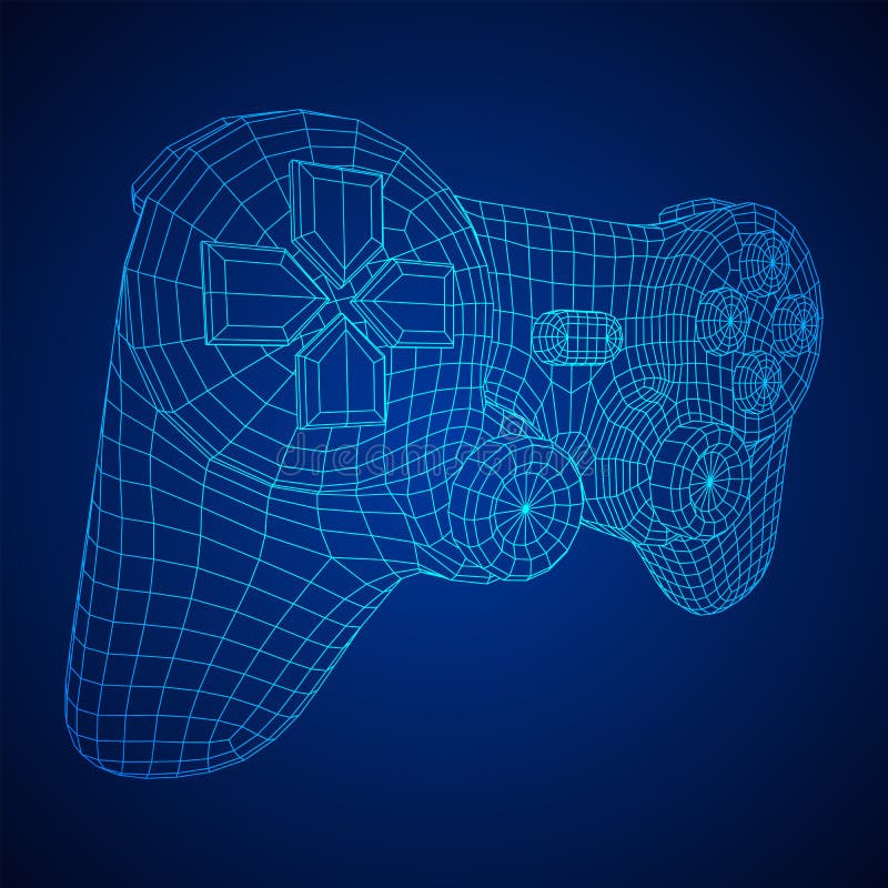 Game Controller or Gamepad for Videogames. Wireframe Low Poly Mesh ...