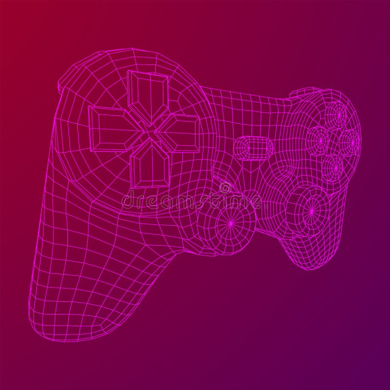 Game Controller or Gamepad for Videogames. Wireframe Low Poly Mesh ...