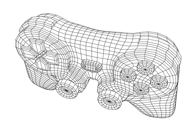 Game Controller or Gamepad for Videogames. Wireframe Low Poly Mesh ...
