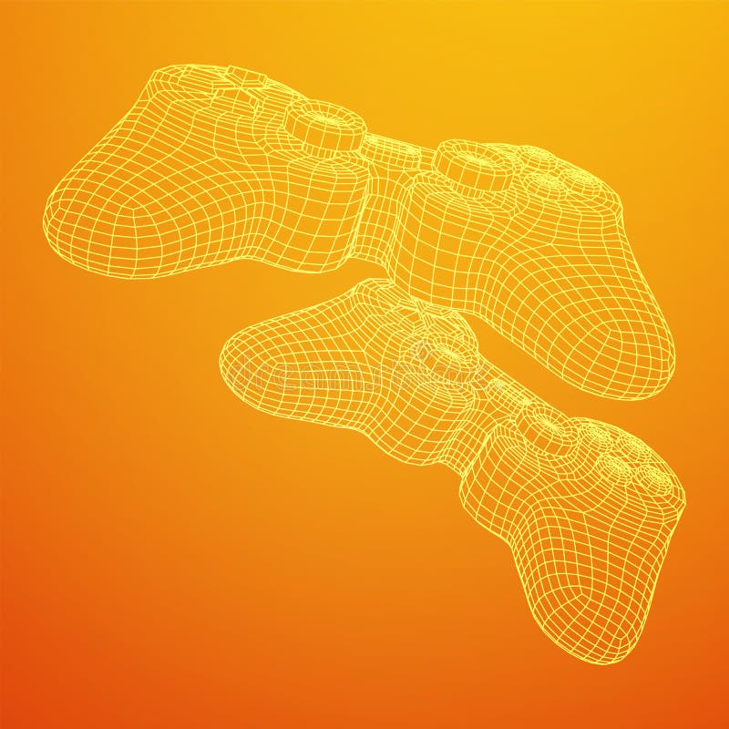 Game Controller or Gamepad for Videogames. Wireframe Low Poly Mesh ...