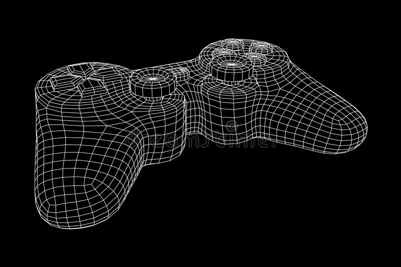 Game Controller or Gamepad for Videogames. Wireframe Low Poly Mesh ...