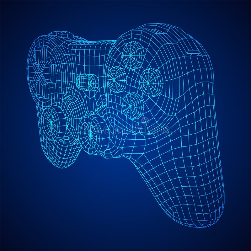 Game Controller or Gamepad for Videogames. Wireframe Low Poly Mesh ...