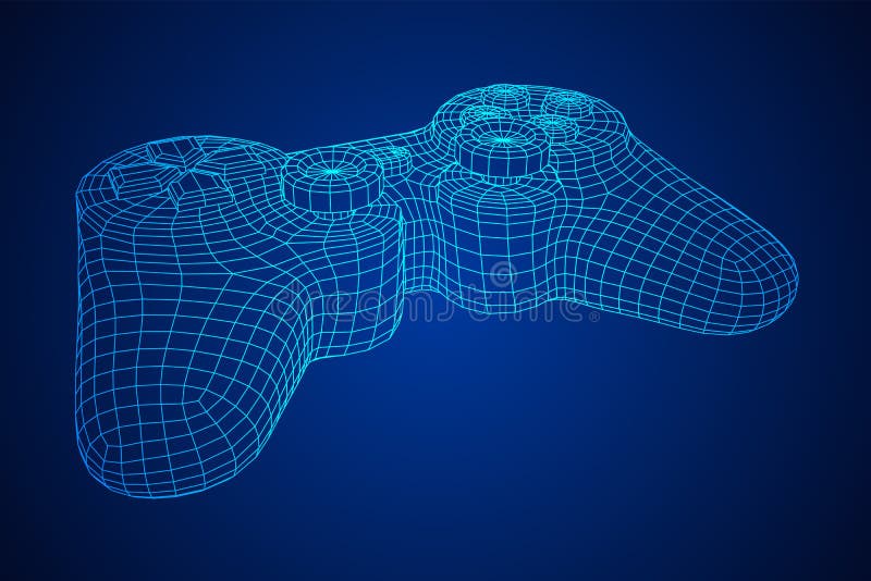 Game Controller or Gamepad for Videogames. Wireframe Low Poly Mesh ...