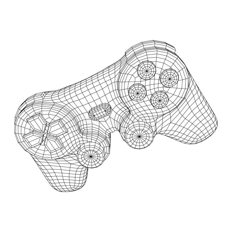 Game Controller or Gamepad for Videogames. Wireframe Low Poly Mesh ...