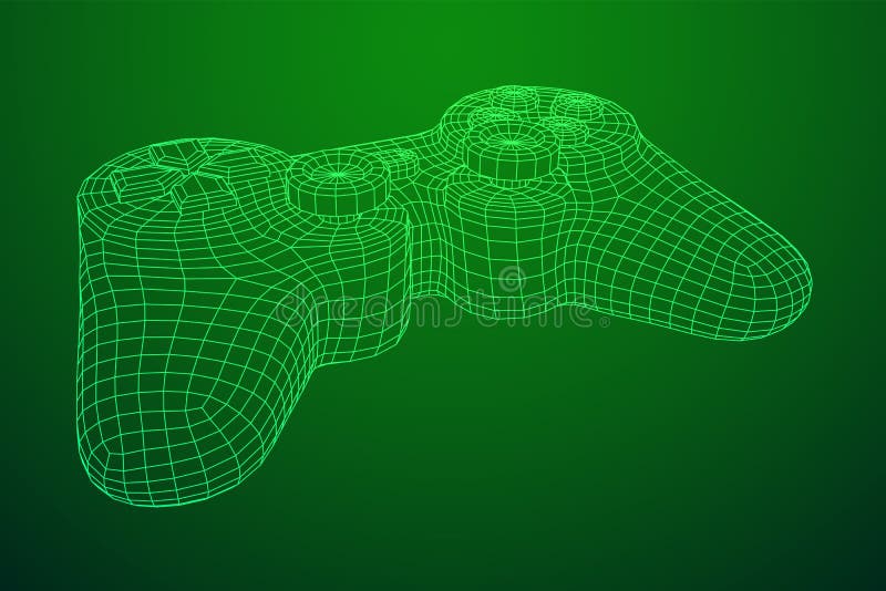 Game Controller or Gamepad for Videogames. Wireframe Low Poly Mesh ...