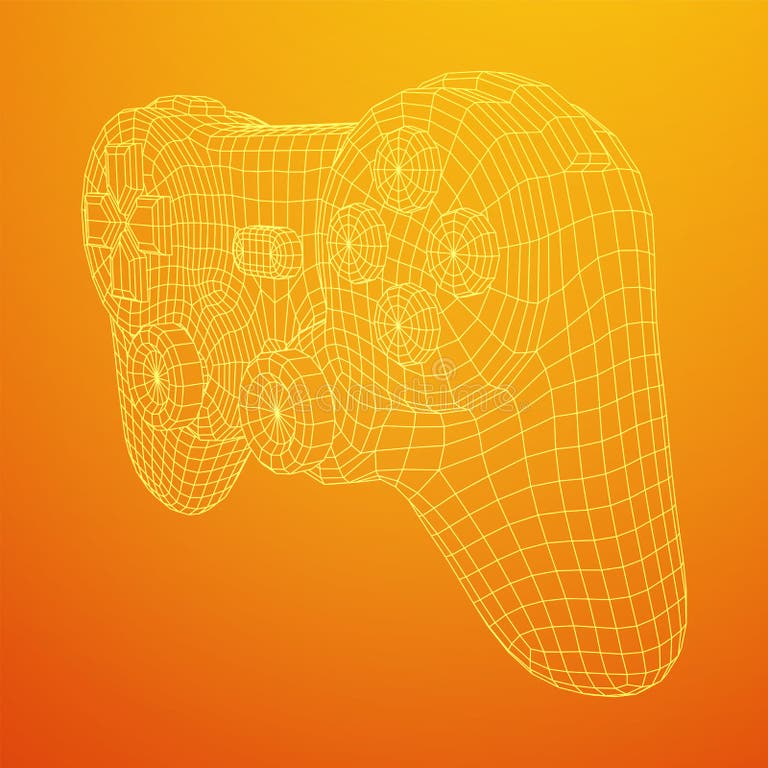 Game Controller or Gamepad for Videogames. Wireframe Low Poly Mesh ...