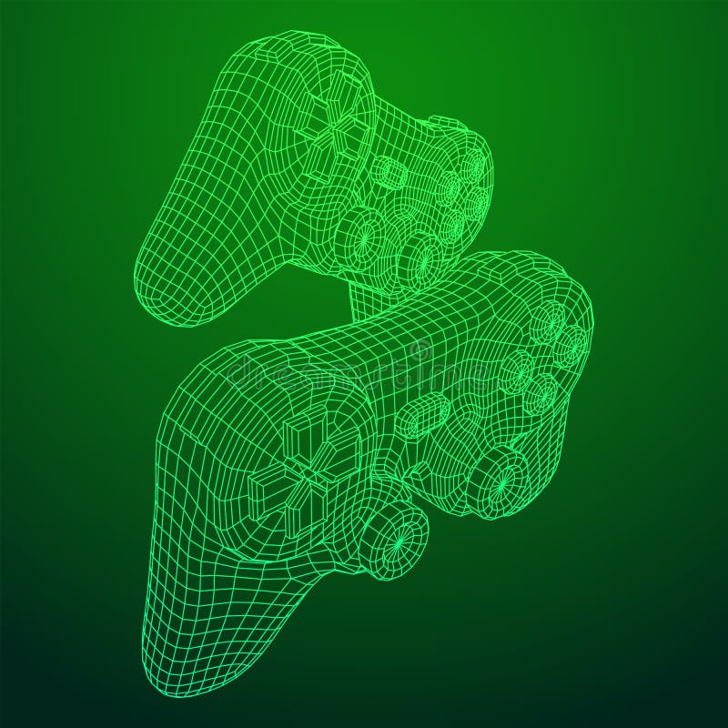 Game Controller or Gamepad for Videogames. Wireframe Low Poly Mesh ...