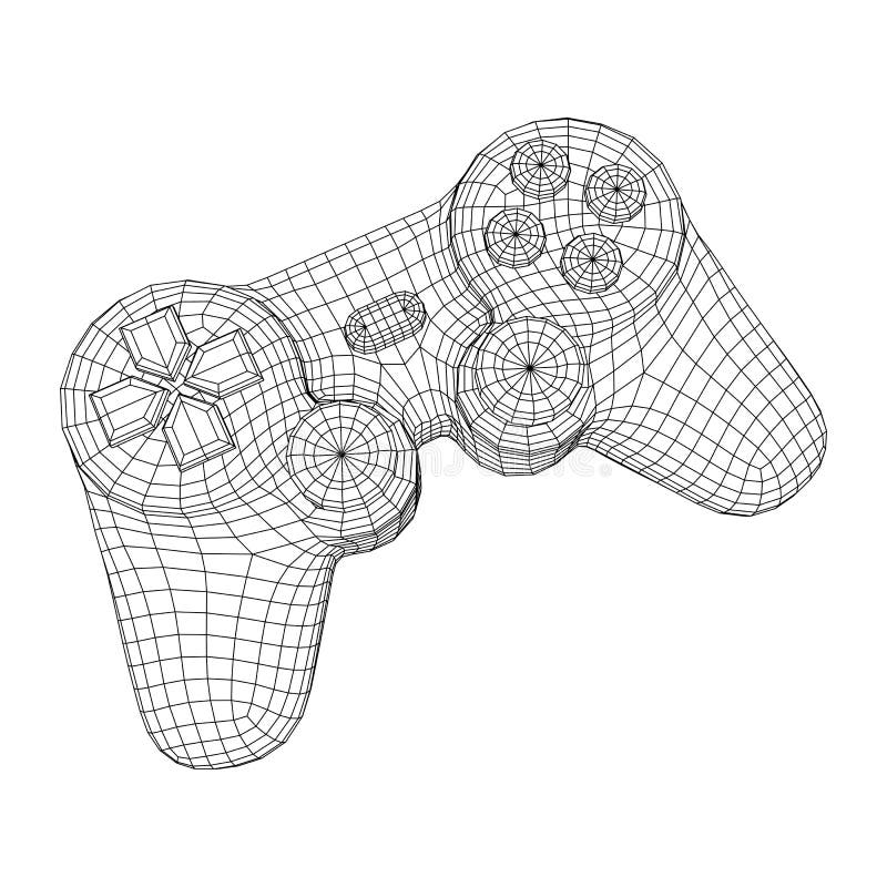 Game Controller or Gamepad for Videogames. Wireframe Low Poly Mesh ...