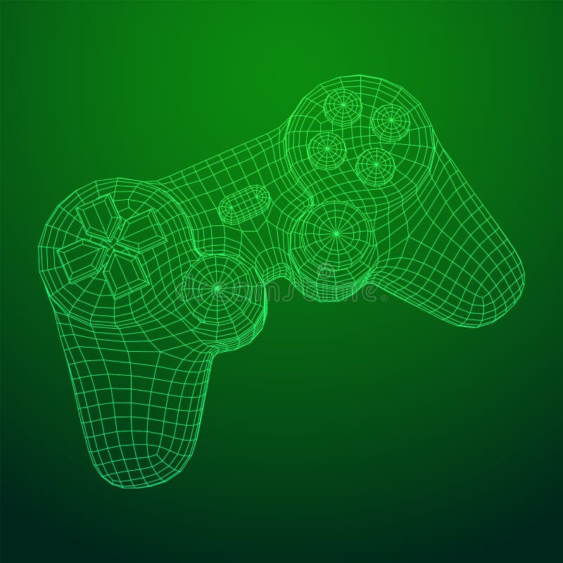 Game Controller or Gamepad for Videogames. Wireframe Low Poly Mesh ...