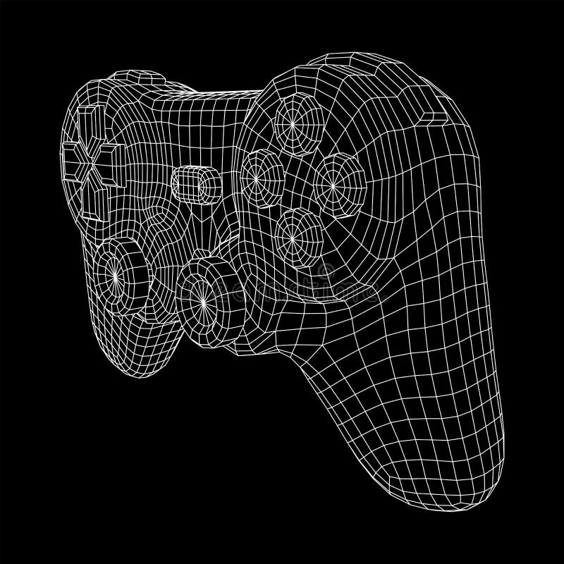 Game Controller or Gamepad for Videogames. Wireframe Low Poly Mesh ...