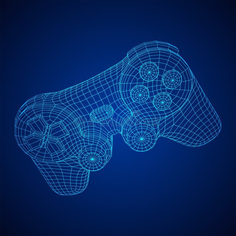 Game Controller or Gamepad for Videogames. Wireframe Low Poly Mesh ...
