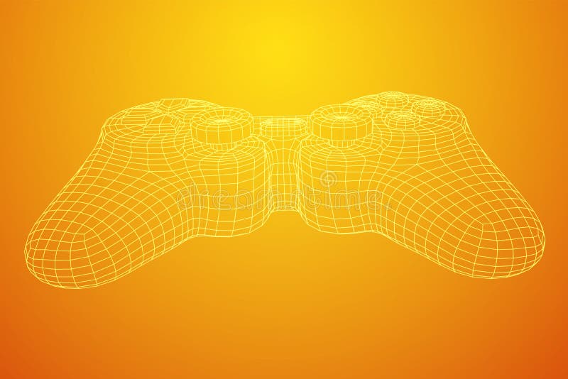 Game Controller or Gamepad for Videogames. Wireframe Low Poly Mesh ...