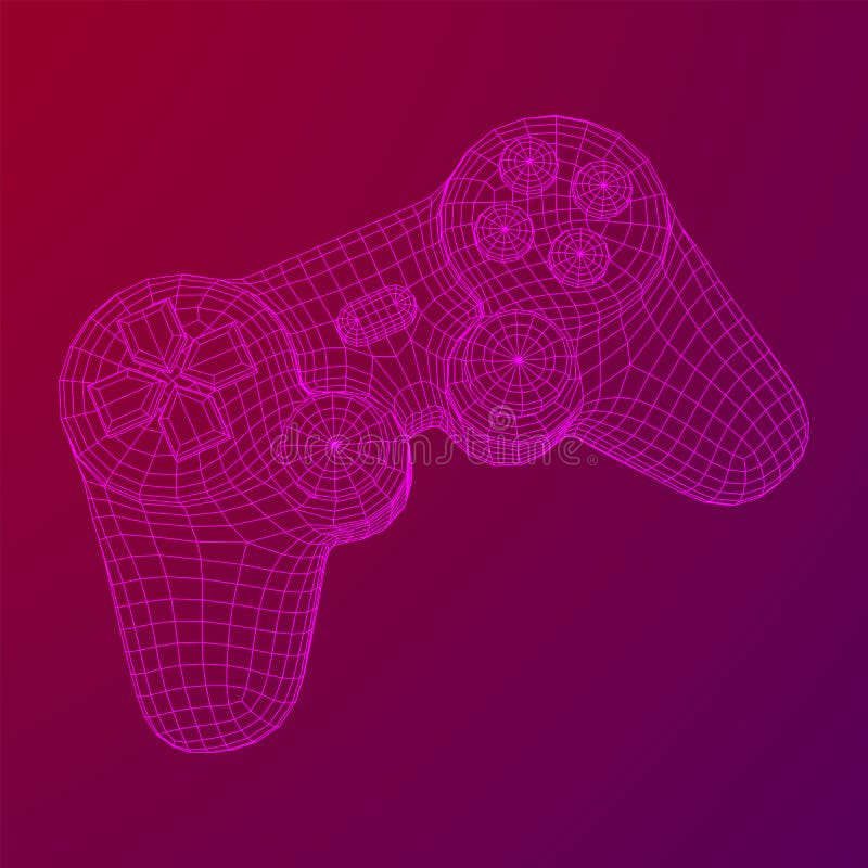 Game Controller or Gamepad for Videogames. Wireframe Low Poly Mesh ...