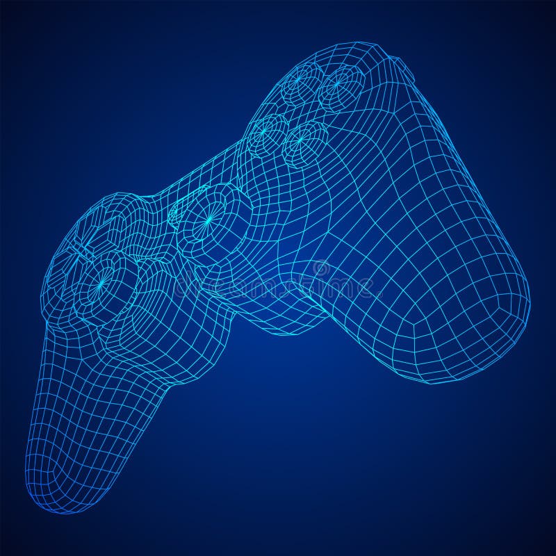 Game Controller or Gamepad for Videogames. Wireframe Low Poly Mesh ...