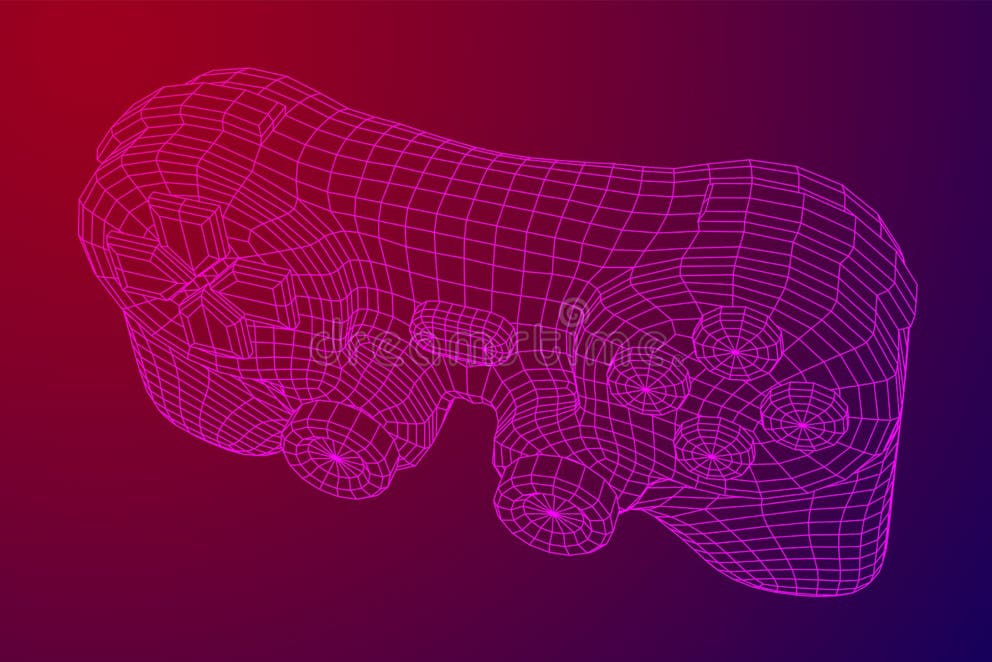 Game Controller or Gamepad for Videogames. Wireframe Low Poly Mesh ...