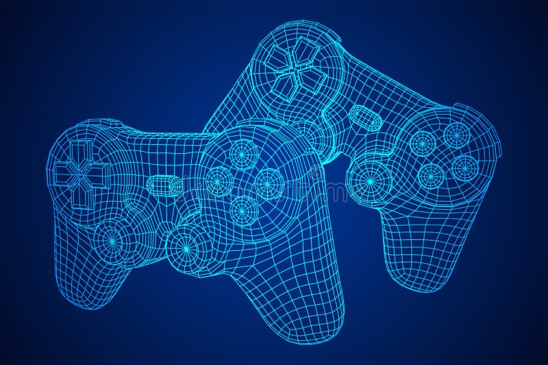 Game Controller or Gamepad for Videogames. Wireframe Low Poly Mesh ...