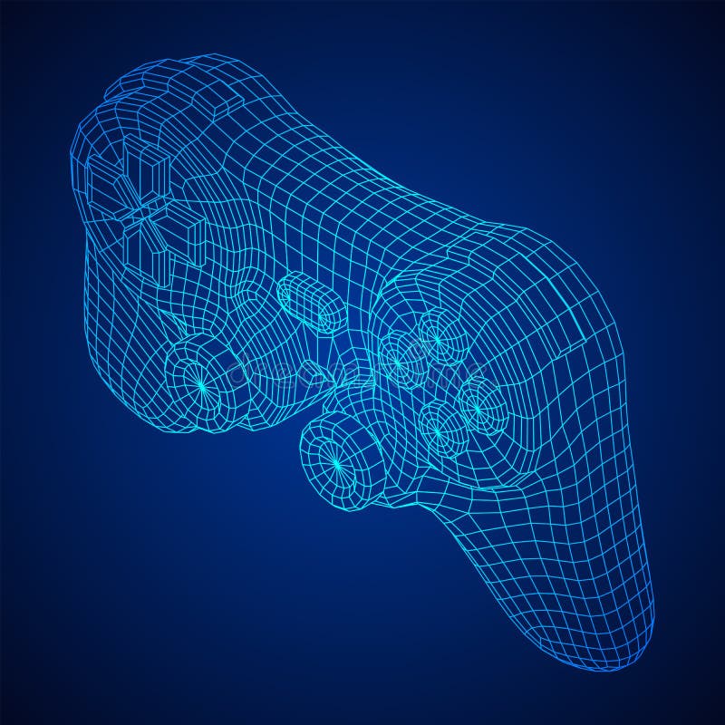 Game Controller or Gamepad for Videogames. Wireframe Low Poly Mesh ...