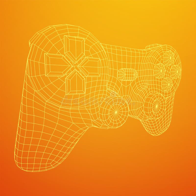 Game Controller or Gamepad for Videogames. Wireframe Low Poly Mesh ...