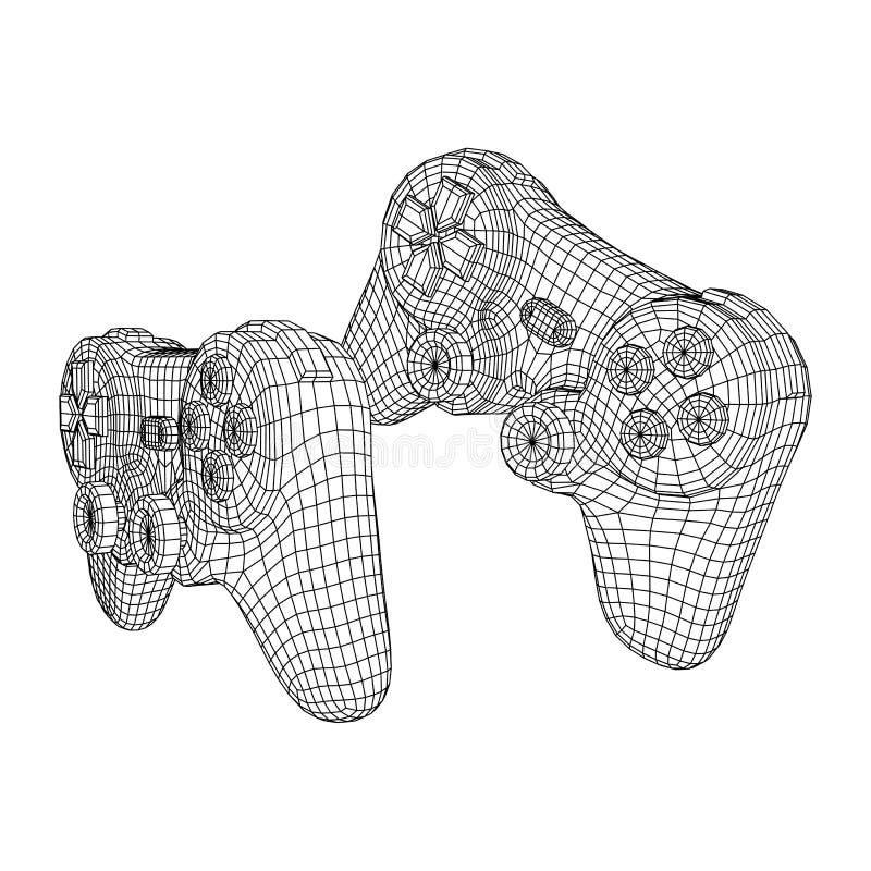 Game Controller or Gamepad for Videogames. Wireframe Low Poly Mesh ...