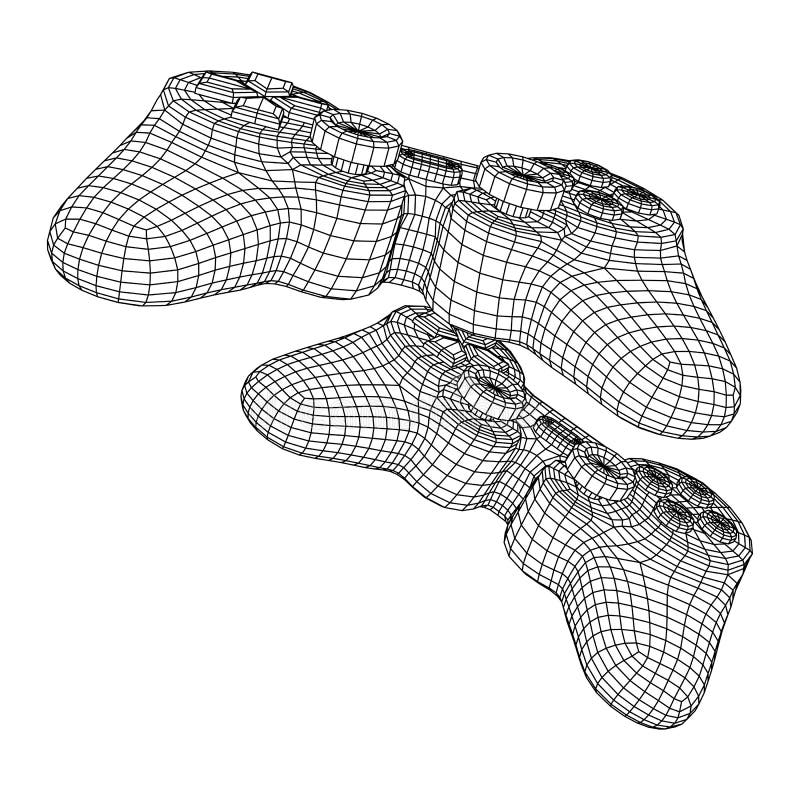 Game Controller or Gamepad for Videogames. Wireframe Low Poly Mesh ...