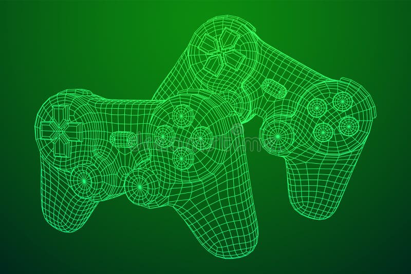 Game Controller or Gamepad for Videogames. Wireframe Low Poly Mesh ...