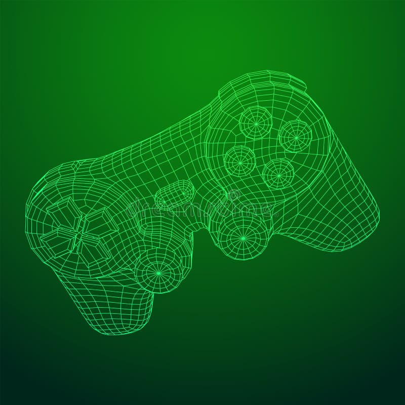 Game Controller or Gamepad for Videogames. Wireframe Low Poly Mesh ...