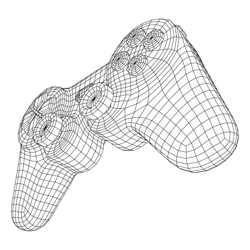 Game Controller or Gamepad for Videogames. Wireframe Low Poly Mesh ...