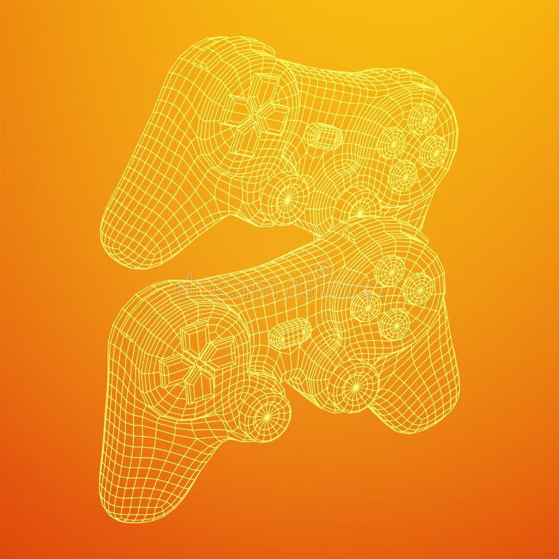 Game Controller or Gamepad for Videogames. Wireframe Low Poly Mesh ...