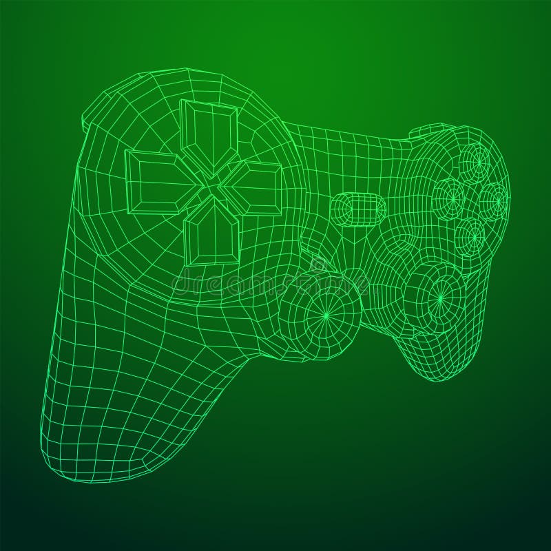 Game Controller or Gamepad for Videogames. Wireframe Low Poly Mesh ...