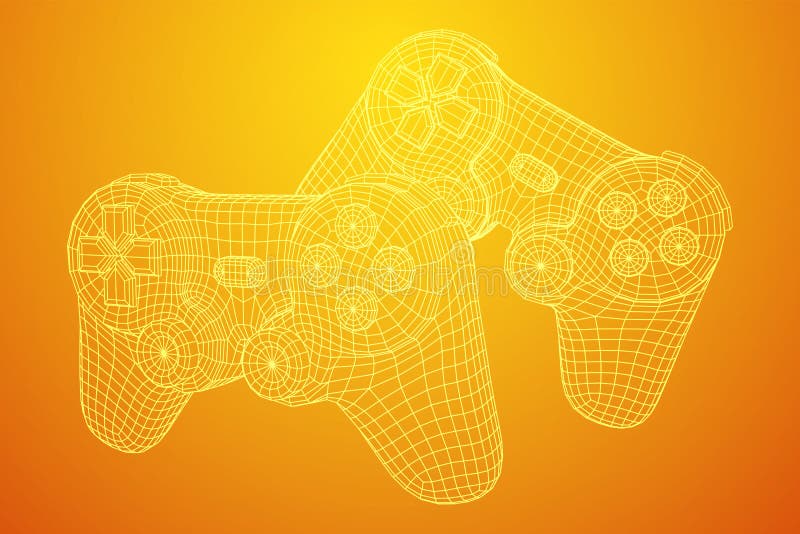 Game Controller or Gamepad for Videogames. Wireframe Low Poly Mesh ...