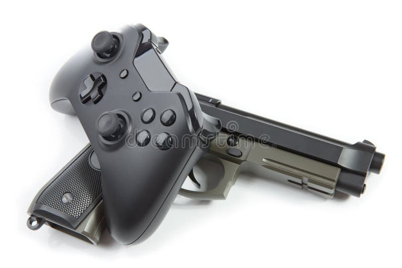 Game Controller with Real Handgun Near it - Virtual and Real Life ...