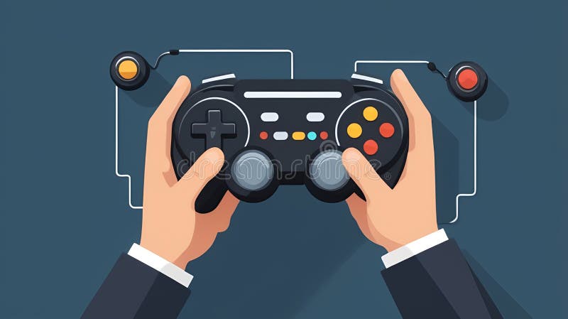 Game Controller in Hands stock illustration. Illustration of indoor ...