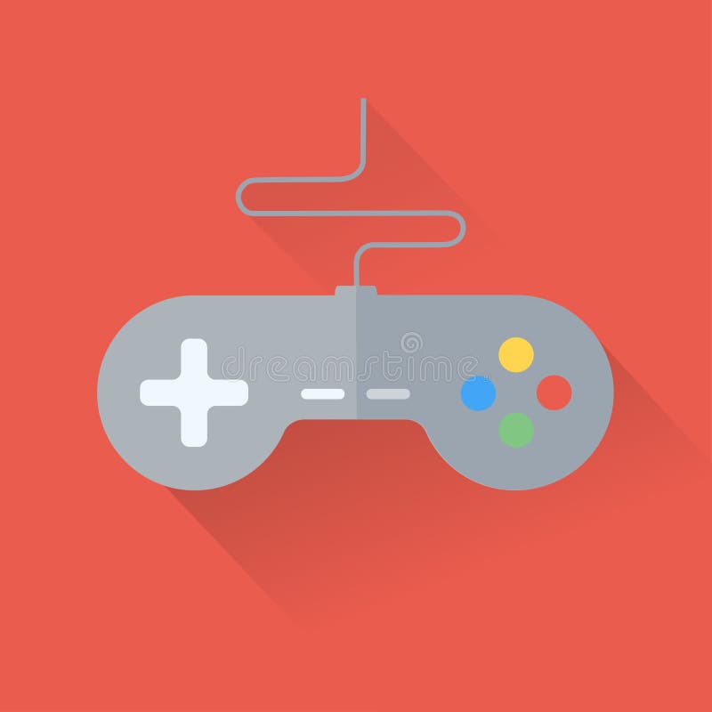 Game Controller Icon with Shadow on White Background Stock Vector ...