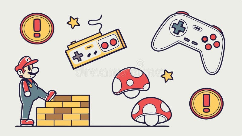 Game Controller with Bricks and Stars, Retro Arcade Game, Classic Video ...