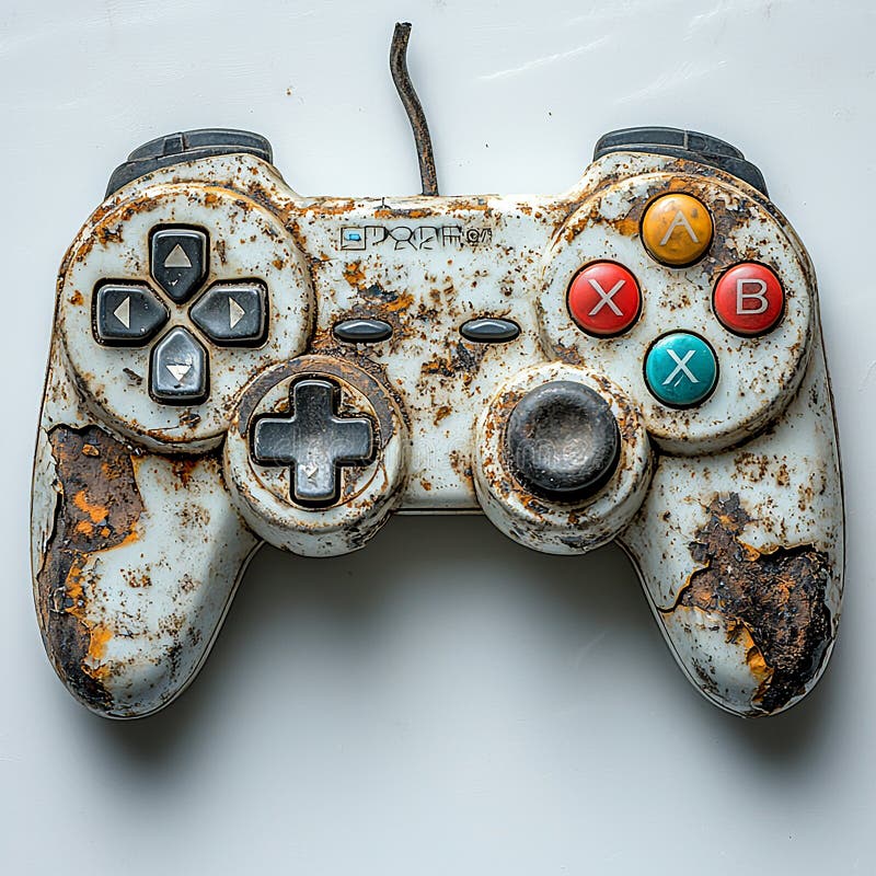 Game Controller with Missing Buttons and Wear on Surface Placed on a ...