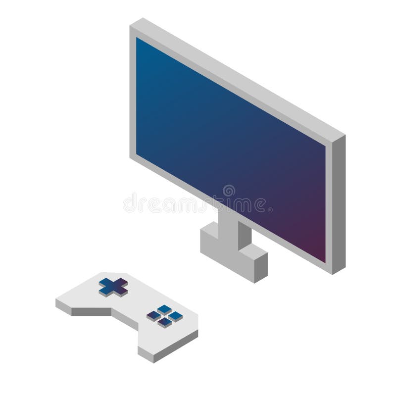 Game Controller and Monitor. Isometric Illustration . Video Game ...