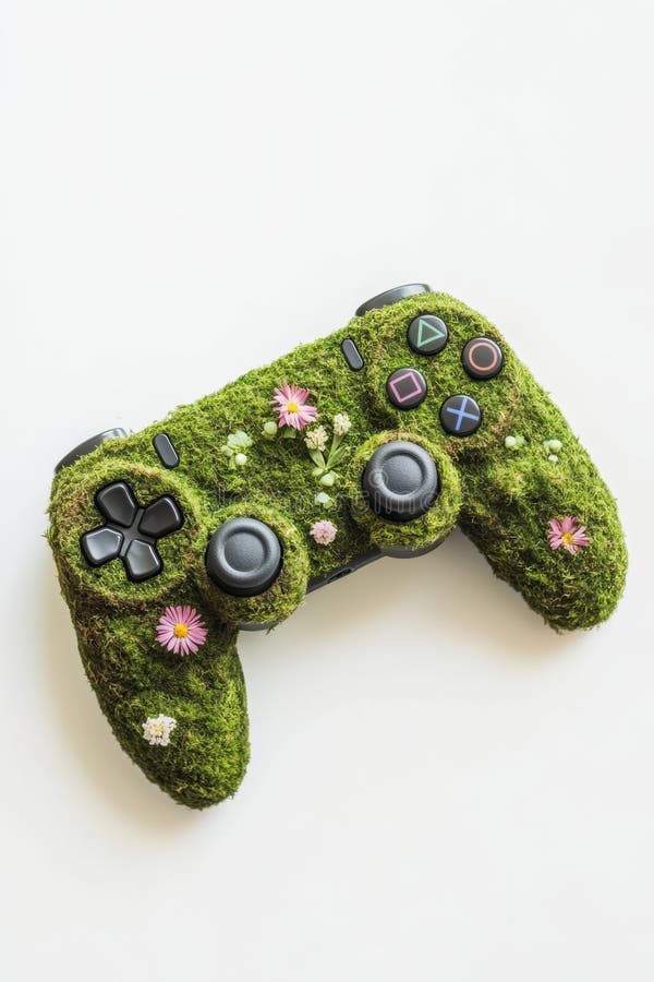 Game Controller with Nature: Moss and Flowers Blend Technology and ...