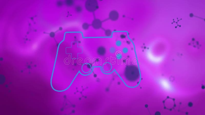 Game Controller Outline Over Purple Background with Molecular Pattern ...